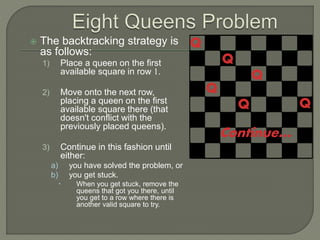 Backtracking-N Queens Problem-Graph Coloring-Hamiltonian cycle | PPTX