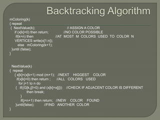 Backtracking-N Queens Problem-Graph Coloring-Hamiltonian cycle | PPTX