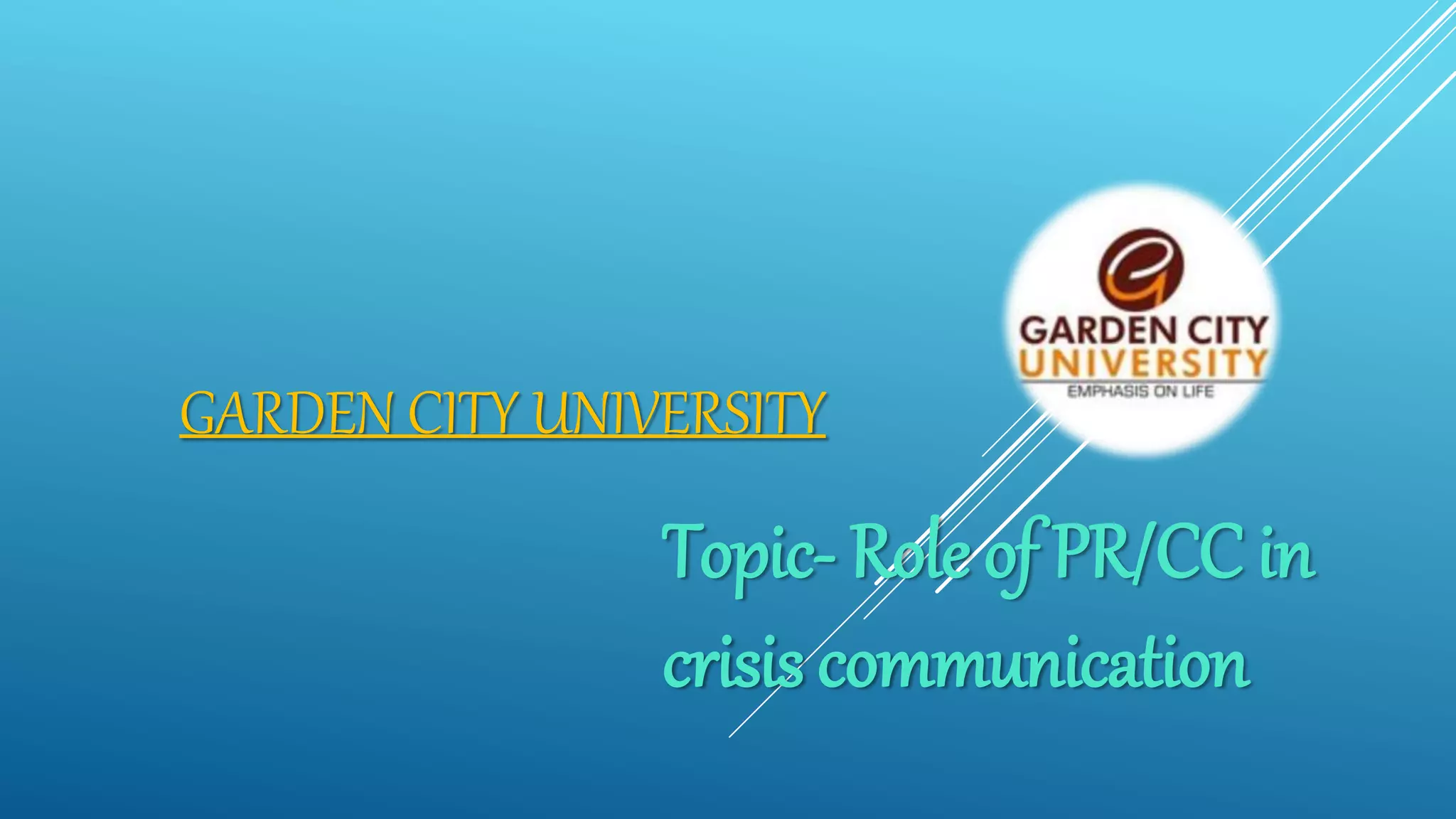 Roles of PR/CC in crisis communication | PPT