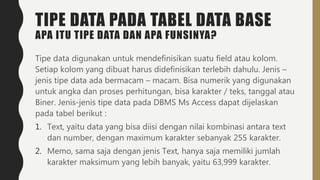 Tabel, Tipe data, Record & Field Basis data | PPTX