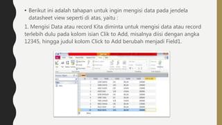 Tabel, Tipe data, Record & Field Basis data | PPTX