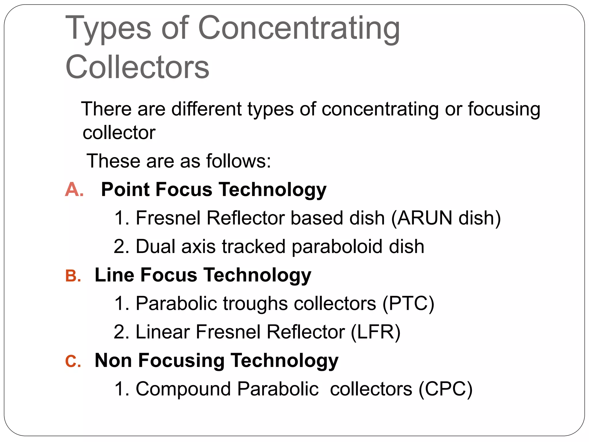 Solar energy collectors | PPTX