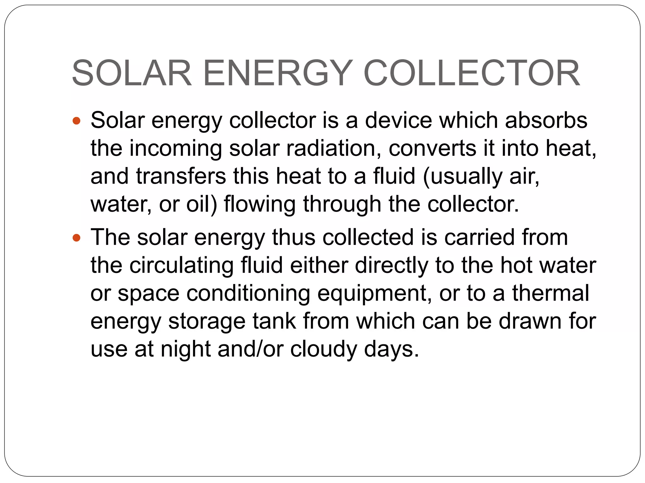 Solar energy collectors | PPTX