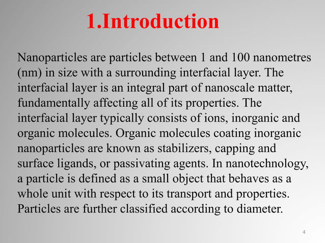 Introduction to Nanoparticals | PPTX | Chemistry | Science