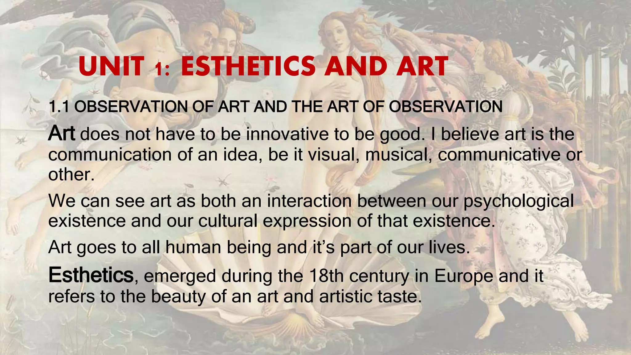 Cinema Appreciation: Arts and Esthetics. | PPTX
