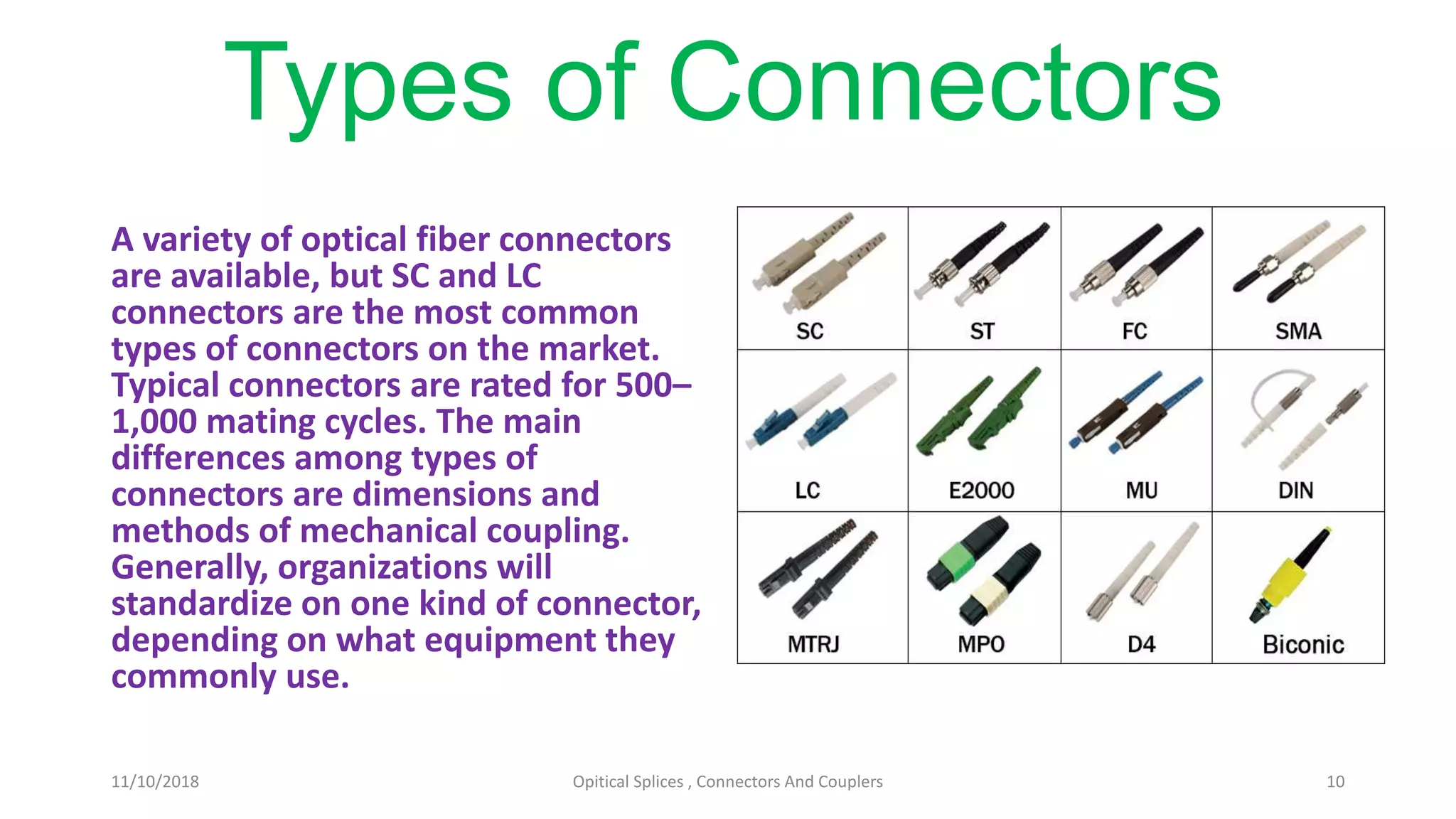 Optical Fibre Splices , Couplers and Connectors | PPTX