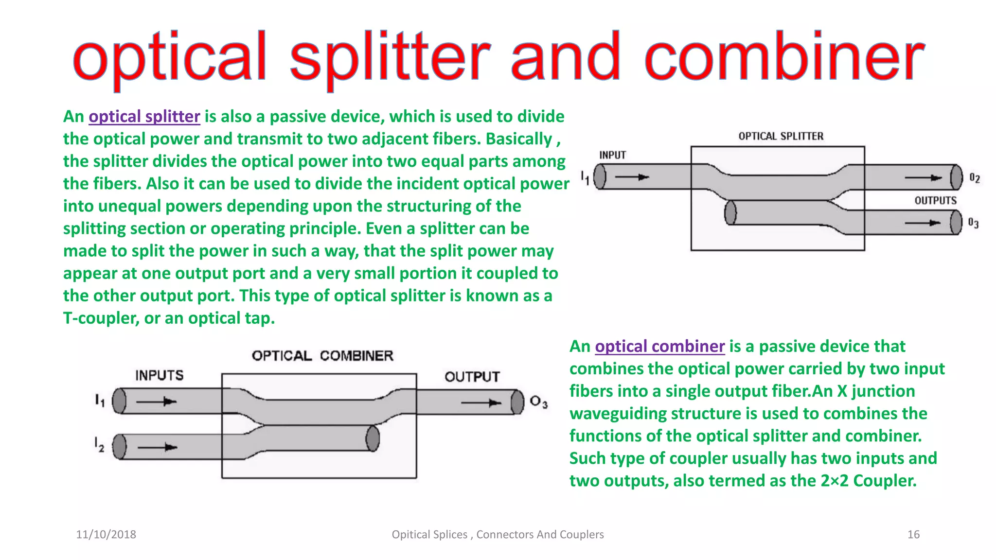 Optical Fibre Splices , Couplers and Connectors | PPTX