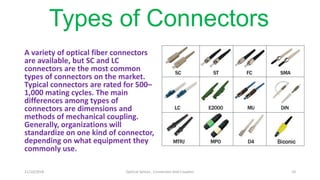 Optical Fibre Splices , Couplers and Connectors | PPTX