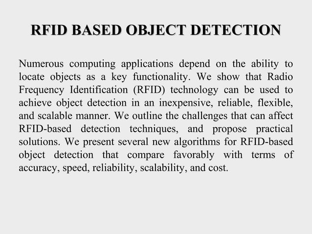 RFID based object detection | PPT