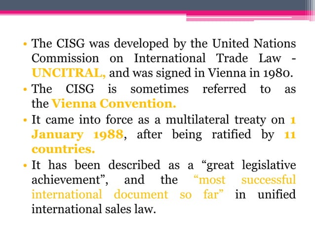 UNITED NATIONS CONVENTION ON CONTRACT FOR INTERNATIONAL SALE OF GOODS ...