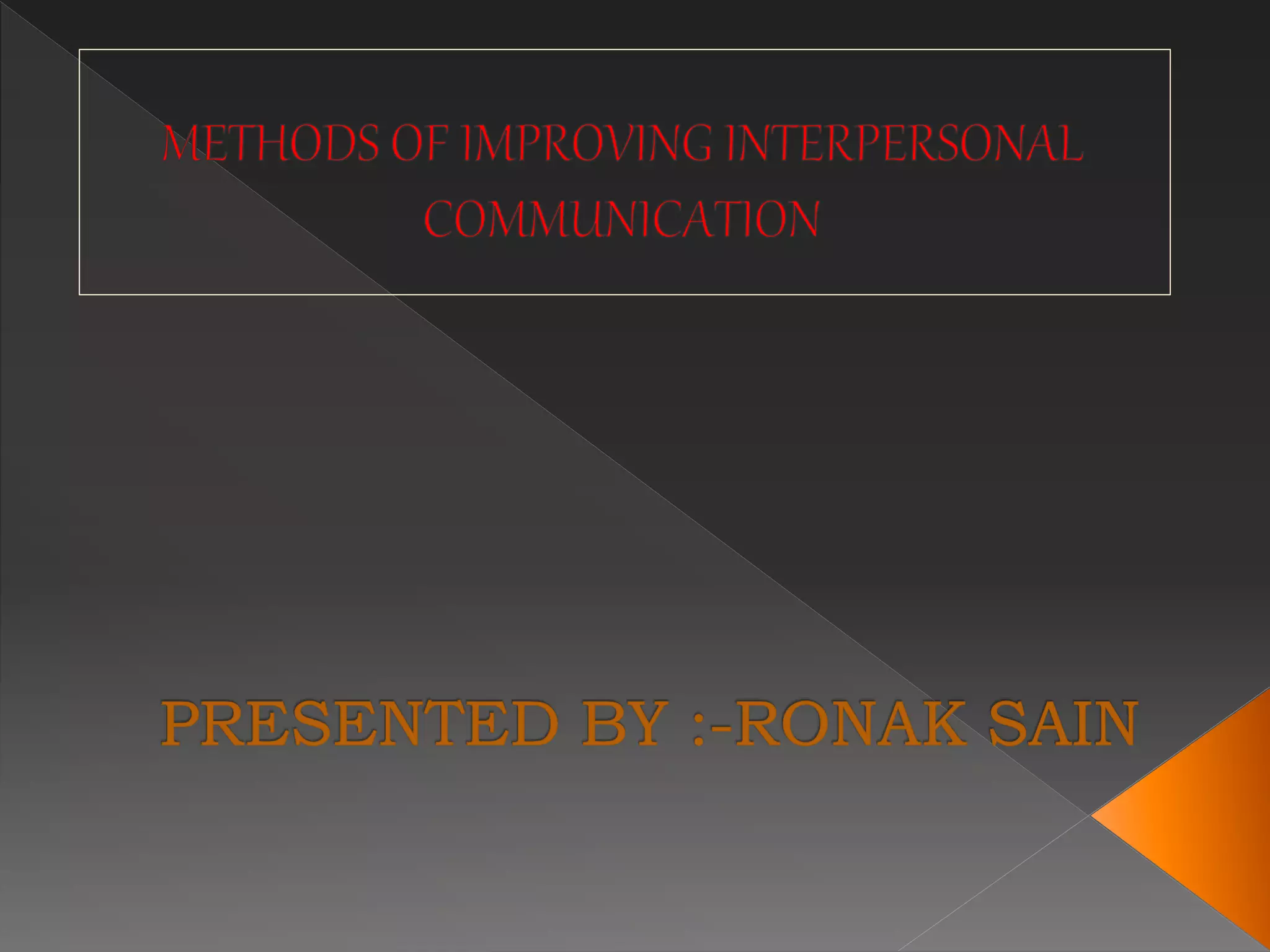 Methods of improving interpersonal Communication | PPT