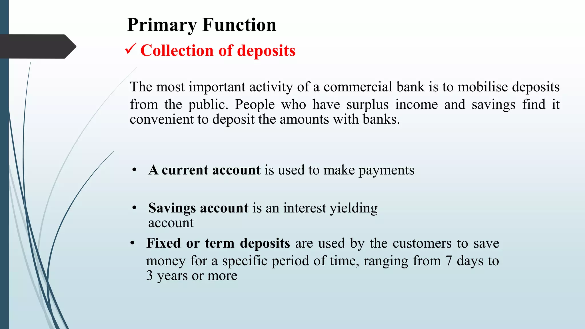 Functions of Commercial Banks in India | PPTX