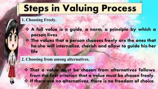 STEPS IN VALUING PROCESS AND VALUE INDICATORS | PPTX