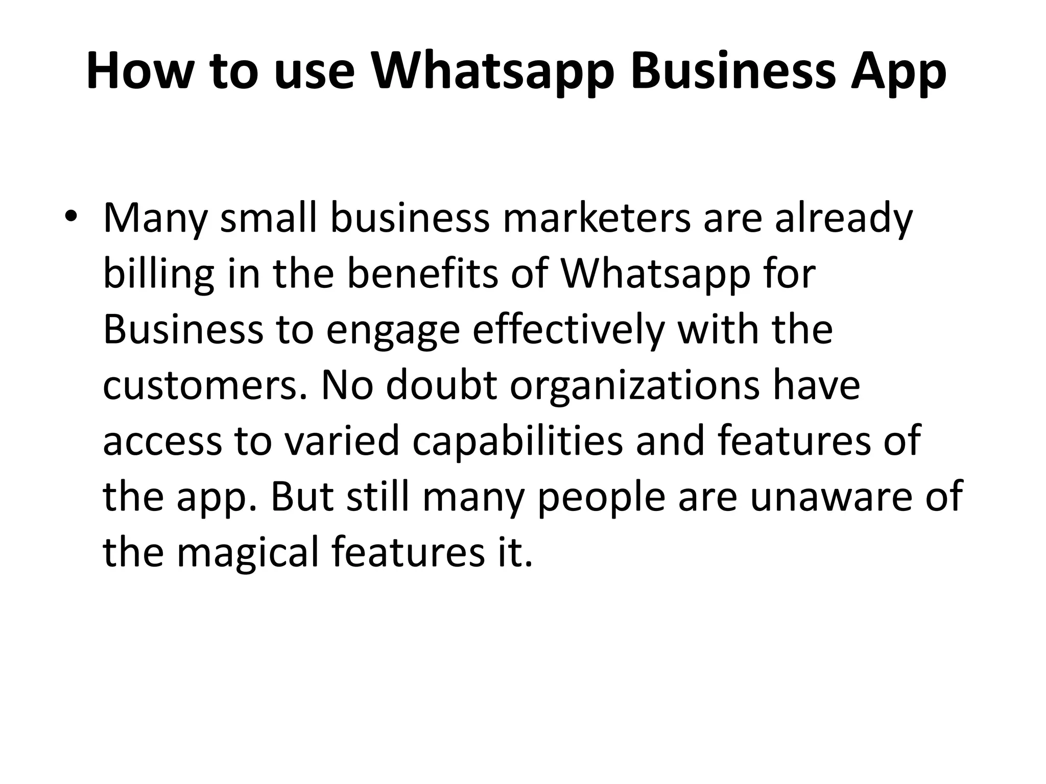 What is Whatsapp Business and its Features? | PPTX