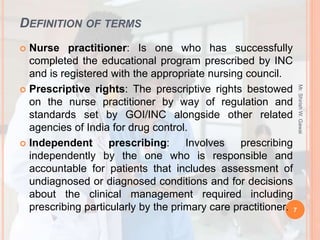 The Prescriptive the role of nurses and nurse Practitioners | PPTX