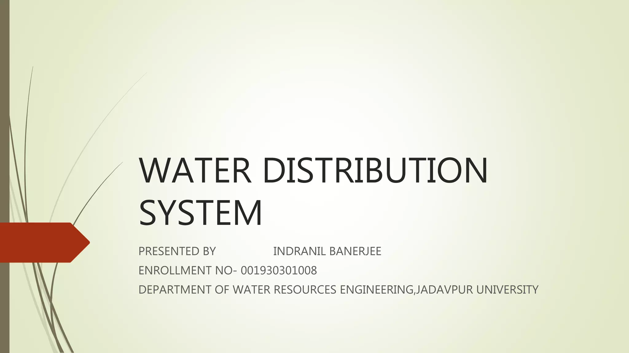 Water Distribution System Pptx Water Services Home Utilities