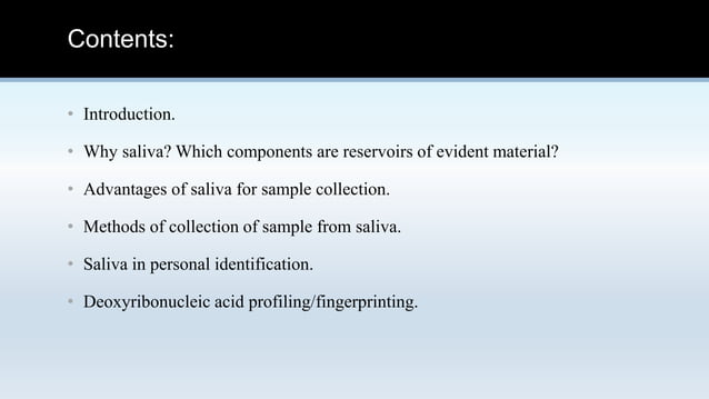 saliva in forensics | PPTX