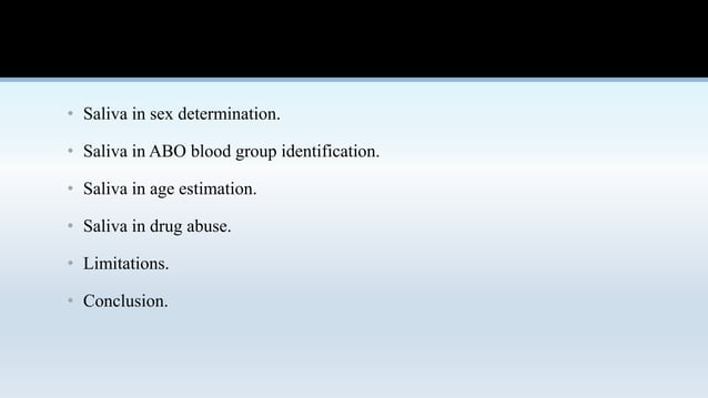 saliva in forensics | PPTX