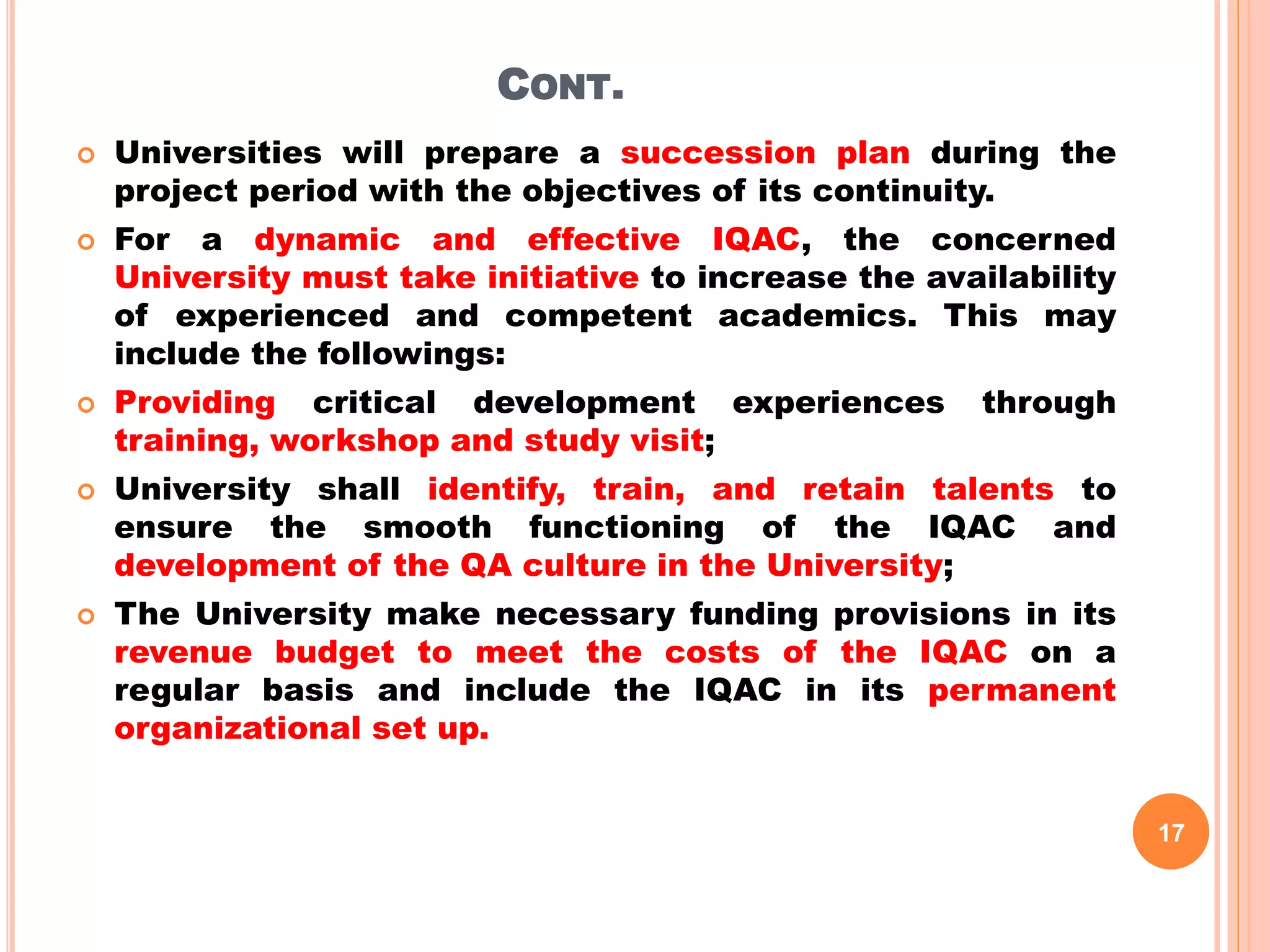 Functions and Rules of Institutional Quality Assurance Cell (IQAC) | PPT