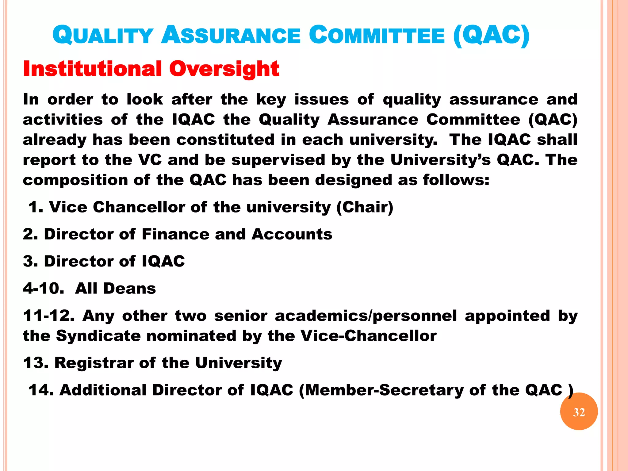 Functions and Rules of Institutional Quality Assurance Cell (IQAC) | PPT