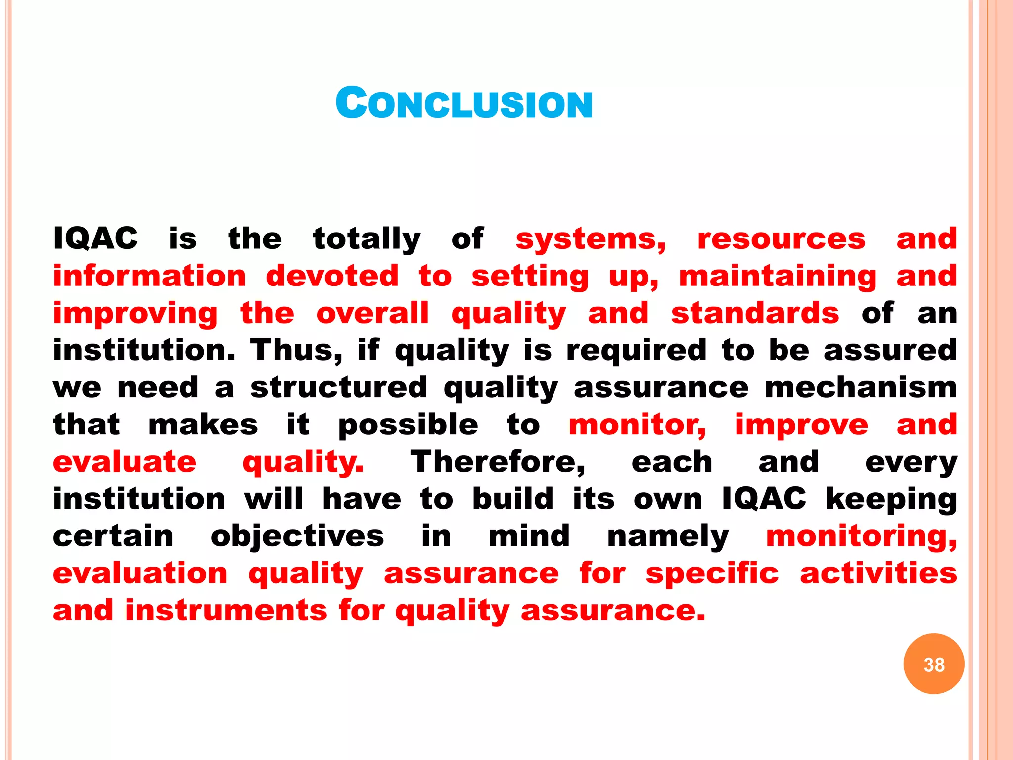 Functions and Rules of Institutional Quality Assurance Cell (IQAC) | PPT