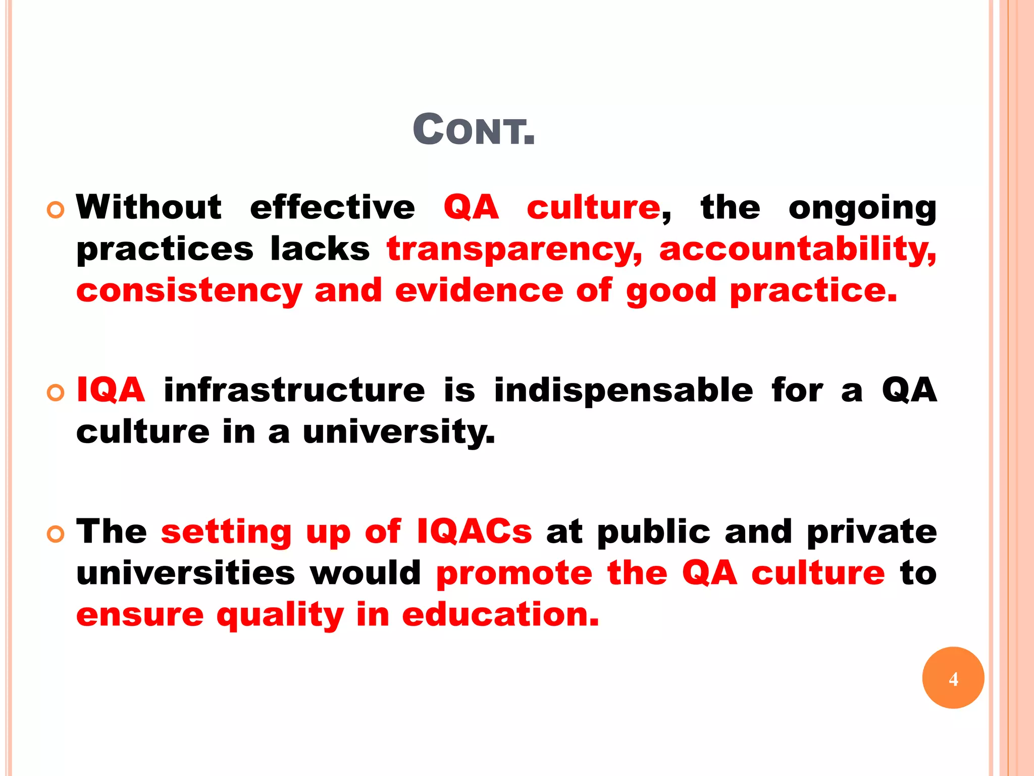 Functions and Rules of Institutional Quality Assurance Cell (IQAC) | PPT