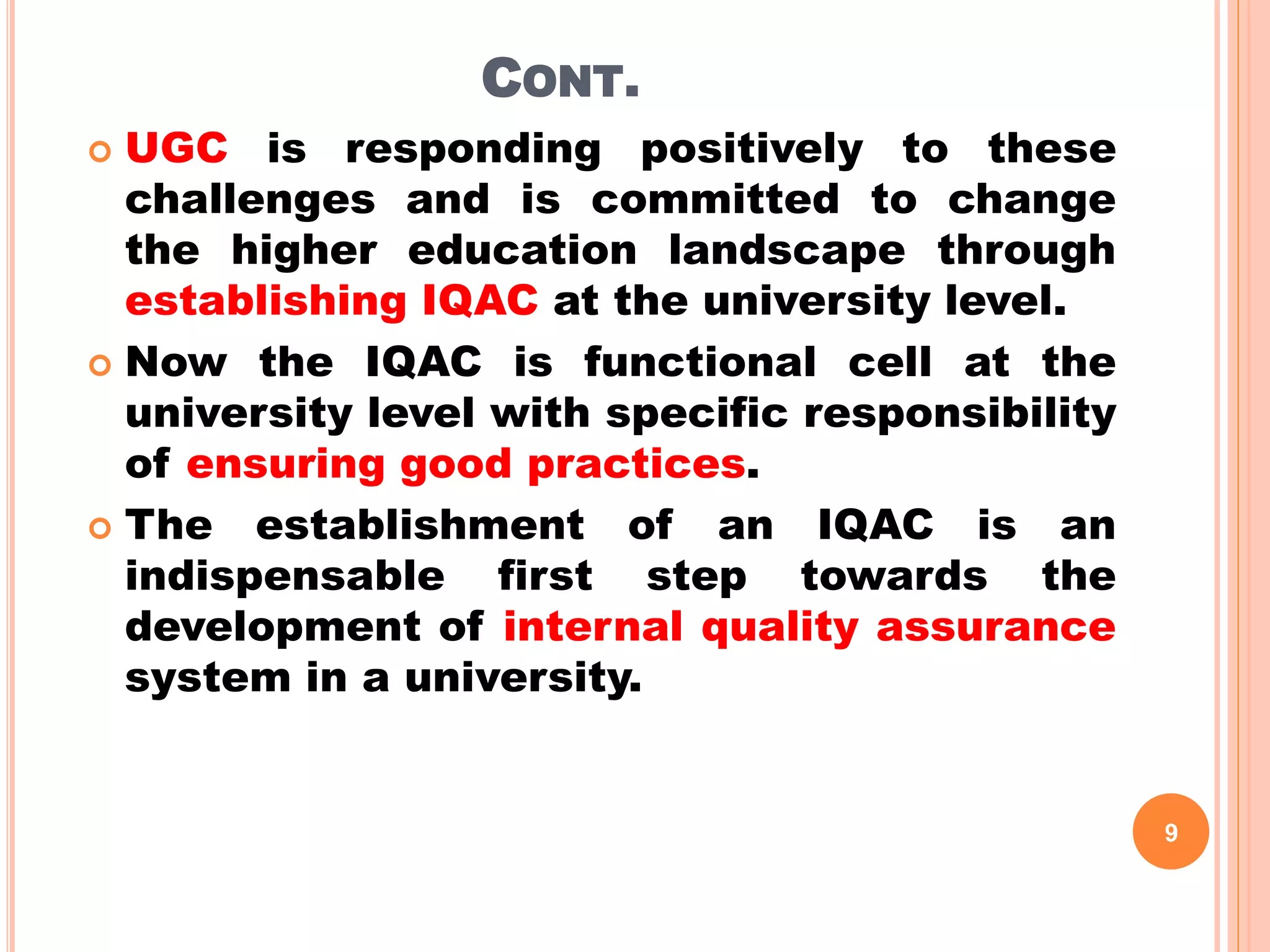 Functions and Rules of Institutional Quality Assurance Cell (IQAC) | PPT