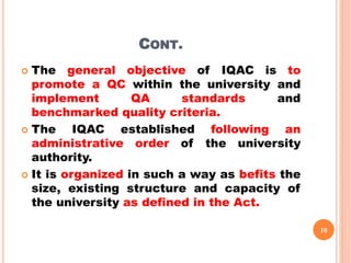 Functions and Rules of Institutional Quality Assurance Cell (IQAC) | PPT