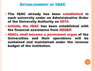 Functions and Rules of Institutional Quality Assurance Cell (IQAC) | PPT
