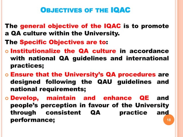 Functions and Rules of Institutional Quality Assurance Cell (IQAC) | PPT