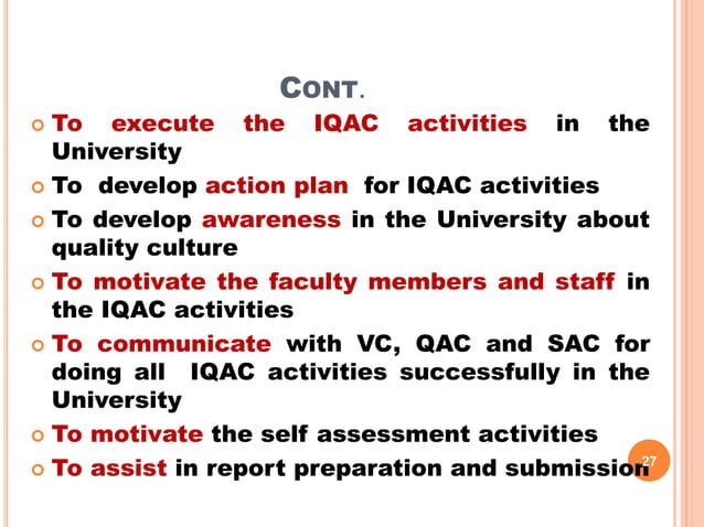 Functions and Rules of Institutional Quality Assurance Cell (IQAC) | PPT