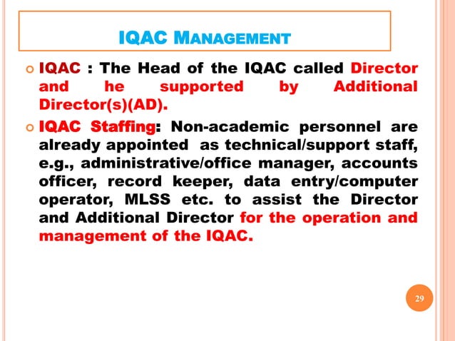 Functions and Rules of Institutional Quality Assurance Cell (IQAC) | PPT