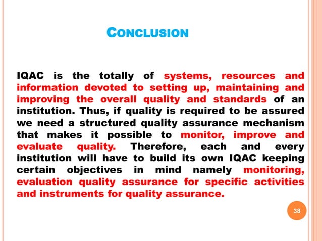 Functions and Rules of Institutional Quality Assurance Cell (IQAC) | PPT
