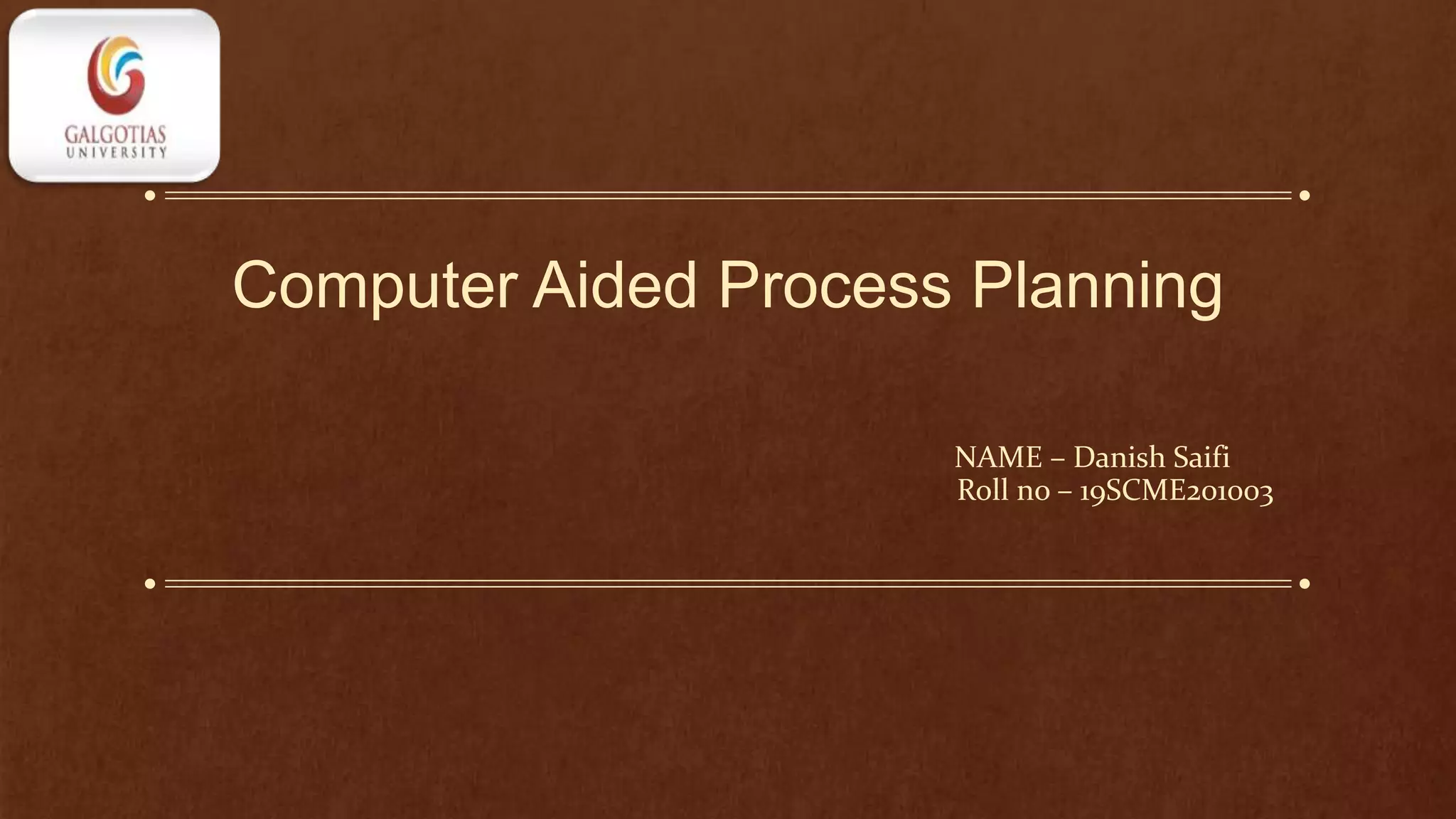 computer aided process planning | PPT