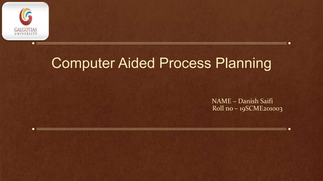 computer aided process planning | PPT