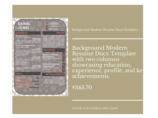 Background Modern Resume Docx Template | PPTX