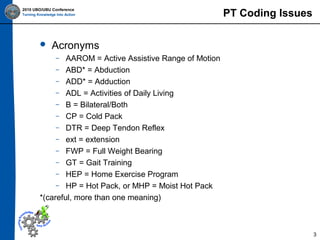 PPT -- 2010 UBO/UBU physical therapy-coding & billing | PPT