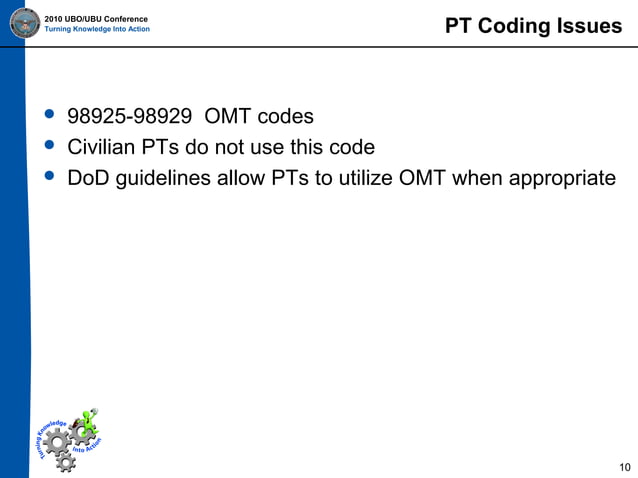 PPT -- 2010 UBO/UBU physical therapy-coding & billing