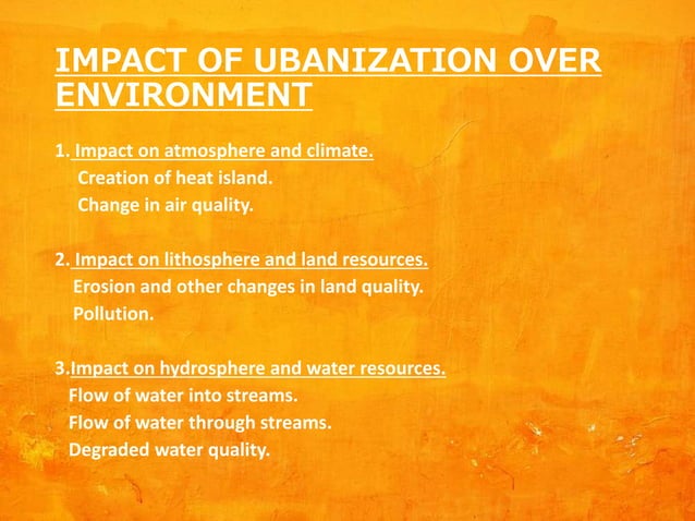Adverse Effects Of Urbanization | PPT