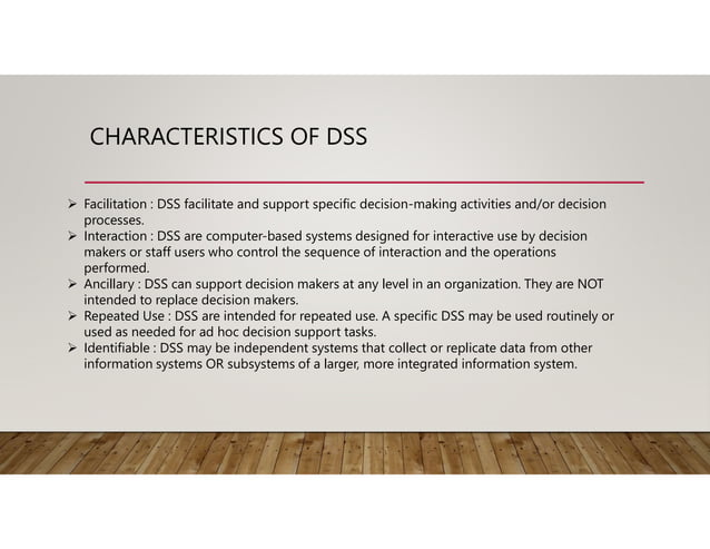 Characteristics of MIS and dss | PPT