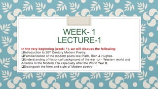 Ppt 20 century poetry-eng 404- week-1 lecture-1-by faisal ahmed | PPTX