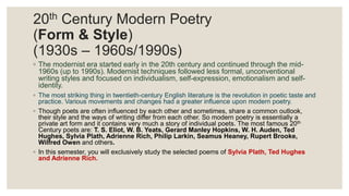 Ppt 20 century poetry-eng 404- week-1 lecture-1-by faisal ahmed | PPTX