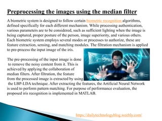 AI Approach for Iris Biometric Recognition Using a Median Filter | PPT