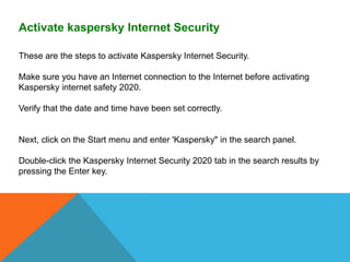 Activate Kaspersky Internet Security | PPT