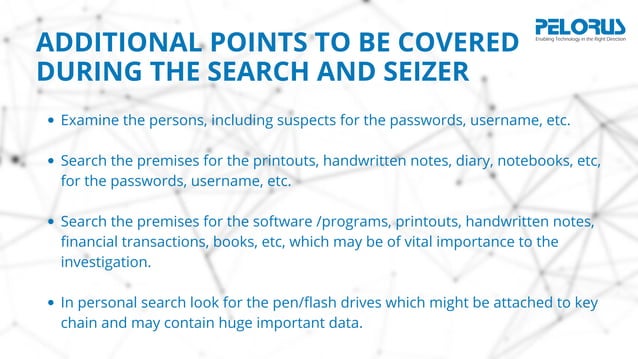 Search & Seizure of Electronic Evidence by Pelorus Technologies | PDF ...