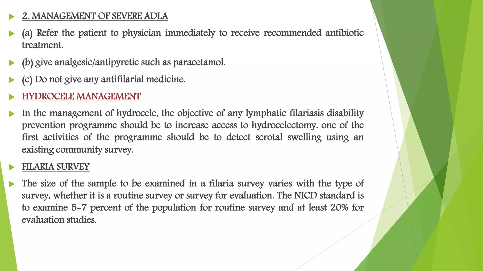 Epidemiology, control and management of FILARIASIS | PPTX