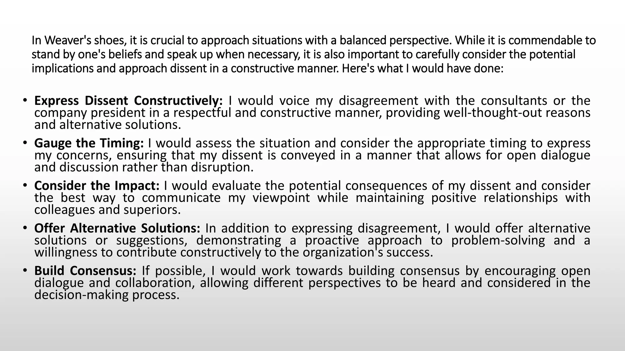 Case study on Peter Weaver demonstrated several key leadership traits ...