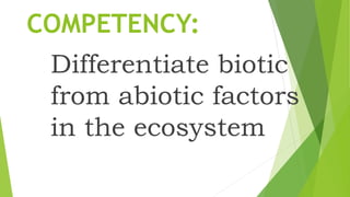 Biotic and Abiotic Factors in the EcosystemPPT.pptx