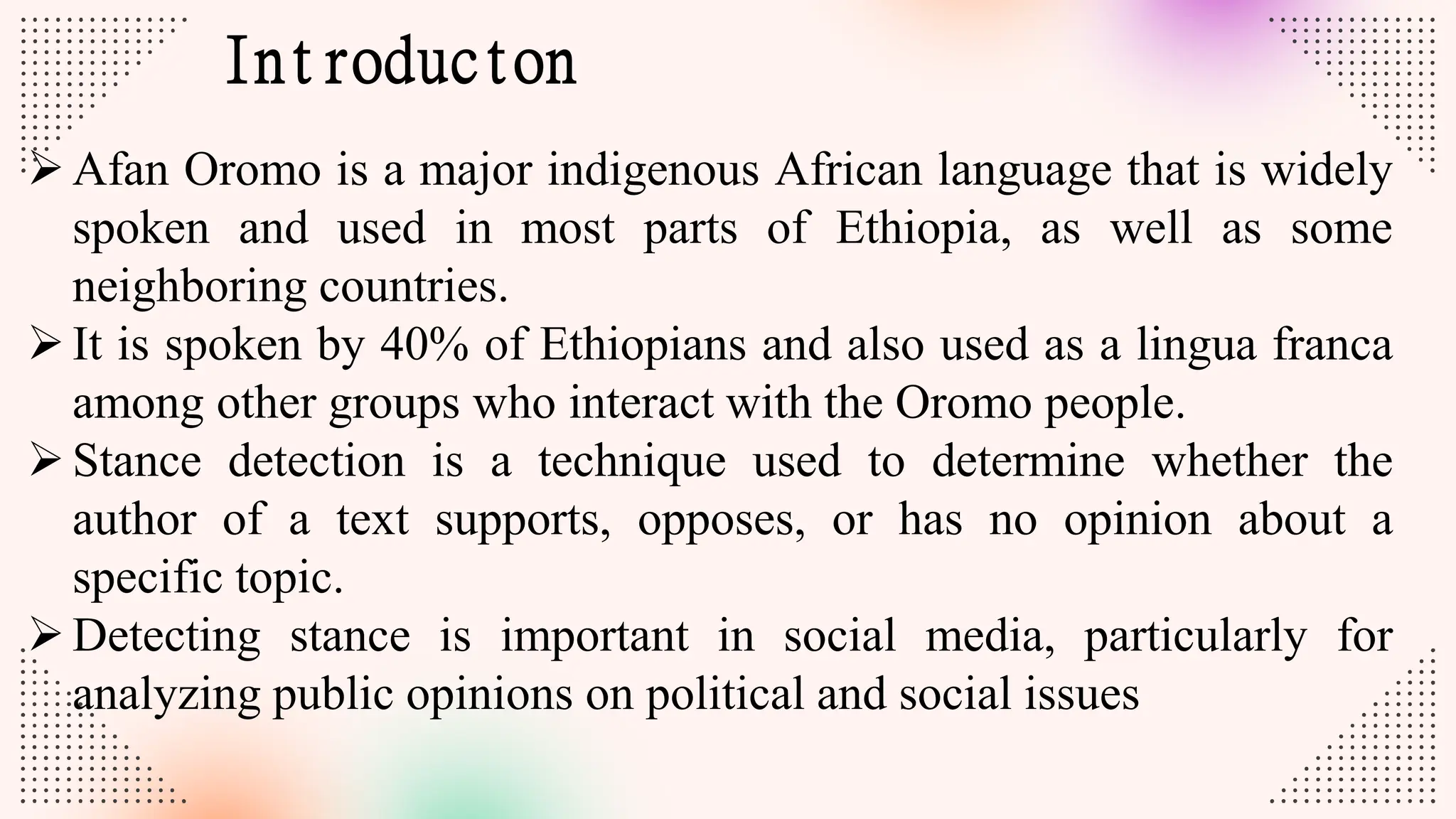 Afan oromo stance classification using machine learning.pptx