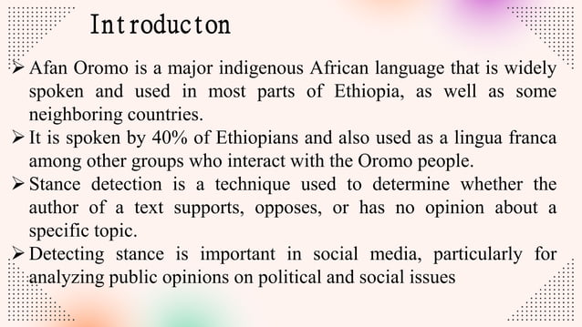 Afan oromo stance classification using machine learning.pptx